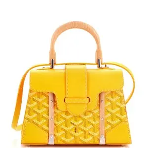 Goyard Structured Saigon Top Handle Bag Coated Canvas With Leather Mini - Yellow