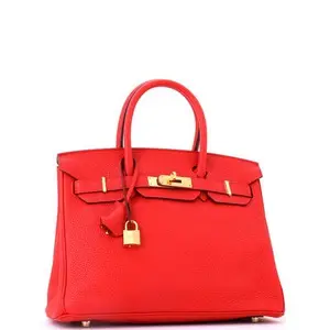 Hermès Birkin Handbag Red Togo With Gold Hardware 30 - Geranuim