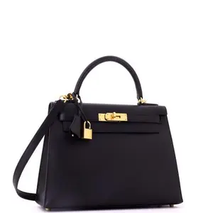 Hermès Kelly Handbag Black Epsom With Gold Hardware 28 - Noir