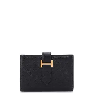 Hermès Bearn Card Case Chevre Mysore - Black