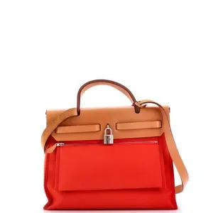 Hermès Herbag Zip Leather And Toile 31 - Red