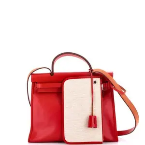 Hermès Herbag Zip Berline Vache Canvas And Leather 31 - Red