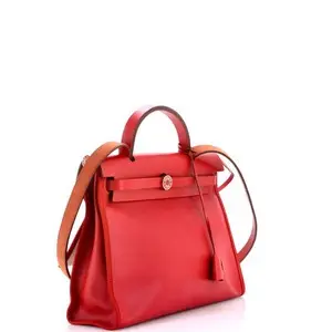Hermès Herbag Zip Berline Vache Canvas And Leather 31 - Red