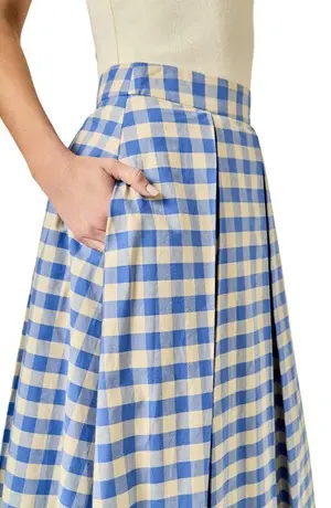 English Factory Checked Cotton Maxi Skirt