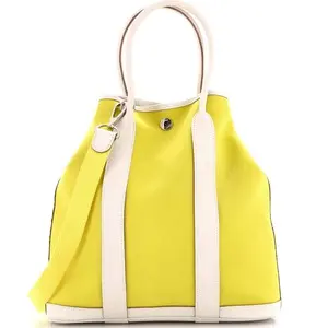 Hermès Garden File Tote Toile And Leather 28 - Lime