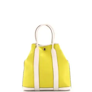 Hermès Garden File Tote Toile And Leather 28 - Yellow