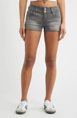 YMI Flap Pocket Denim Shorts - Grey