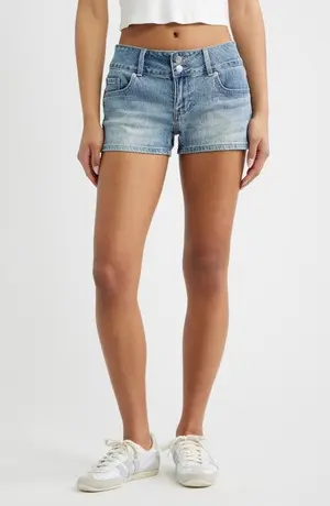 YMI Flap Pocket Denim Shorts - Light Blue