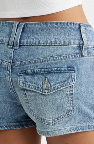 YMI Flap Pocket Denim Shorts - Light Blue