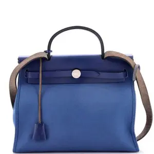 Hermès Herbag Zip Leather And Toile 31 - Blue