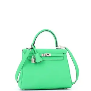 Hermès Kelly Handbag Togo With Palladium Hardware 25 - Green