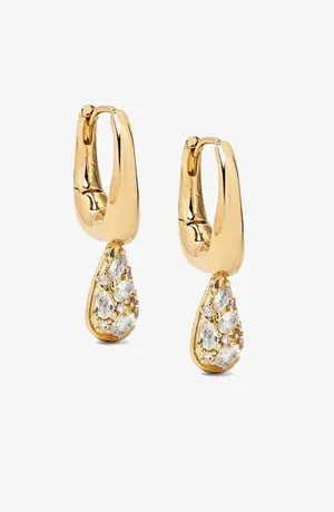 YOJ Petra Pave Hoop In And Crystals - Gold