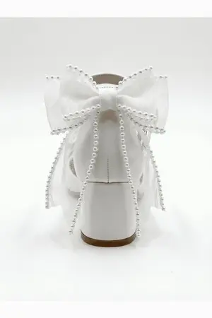 FOREVER & ALWAYS SHOES Floraya Bow Block Heel Bridal Sandal