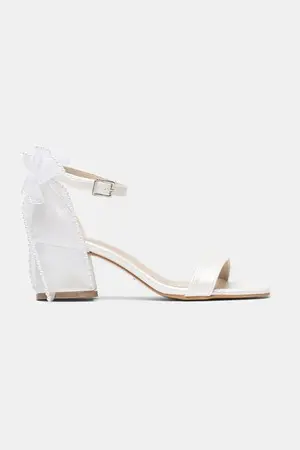 FOREVER & ALWAYS SHOES Floraya Bow Block Heel Bridal Sandal
