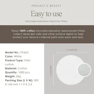 PROJECT E BEAUTY 1000pcs Microdermabrasion Replacement Filters 11mm Cotton Filter