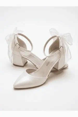 FOREVER & ALWAYS SHOES Rosavelle Pointed Toe Block Heel Bridal Sandal With Bow Detailing