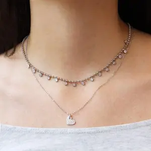 THE LOVERY FINE JEWELRY Mini Asymmetrical Cz Heart Necklace