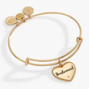 ALEX AND ANI Bridesmaid Heart Bangle - Silver