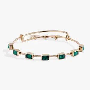 ALEX AND ANI May Birthstone Emerald Cut Bangle - Gold
