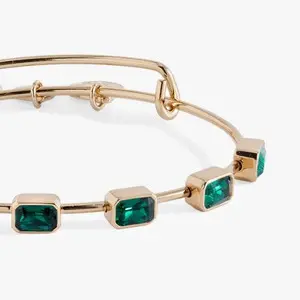 ALEX AND ANI May Birthstone Emerald Cut Bangle - Gold