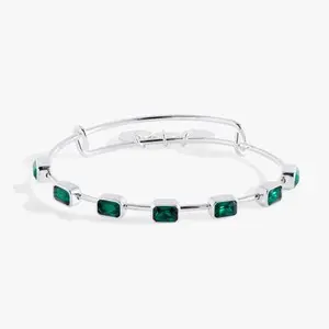 ALEX AND ANI May Birthstone Emerald Cut Bangle - Silver