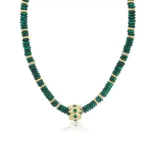 THE LOVERY Fine Jewelry 18k Gold Plated Brass Necklace - Malachite