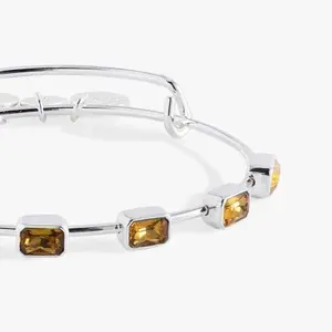 ALEX AND ANI Emerald Cut Birthstone Bangle - Silver