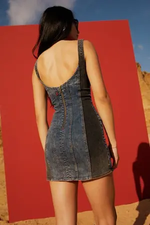 PCFG Two-tone Denim Body-conscious Dress