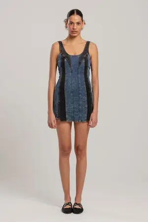 PCFG Two-tone Denim Body-conscious Dress