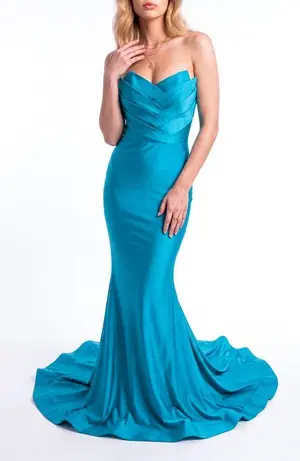 JESSICA ANGEL One-shoulder Gown - Turquoise