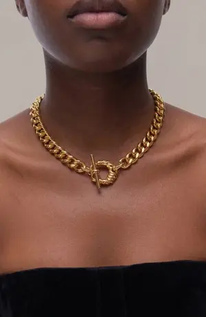 YOJ Coral Curb Chain Necklace In Plated