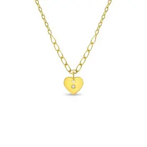 IN SEASON JEWELRY 14k Yellow Heart Pendant Cubic Zirconia Necklace - Gold