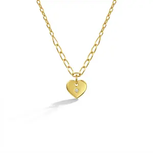 IN SEASON JEWELRY 14k Yellow Heart Pendant Cubic Zirconia Necklace - Gold