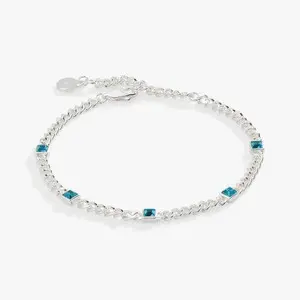 ALEX AND ANI March Birthstone Aquamarine Curb Chain Bracelet - Silver