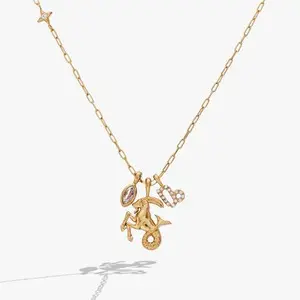 ALEX AND ANI Capricorn Zodiac Charm Cluster Necklace - Gold