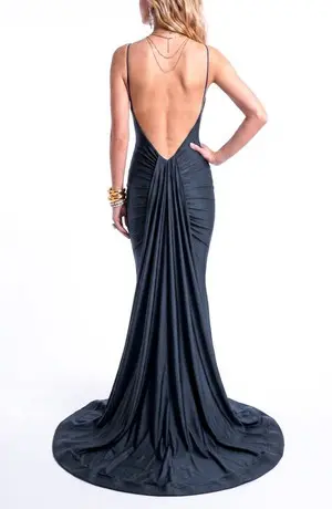 JESSICA ANGEL Open Back Sweetheart Mermaid Gown - Black