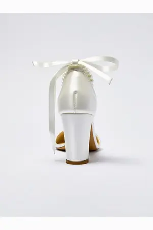 FOREVER & ALWAYS SHOES Caelis Pearl Ankle Strap Block Heel Sandals