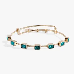 ALEX AND ANI December Birthstone Emerald Cut Bangle - Silver