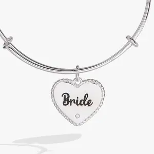 ALEX AND ANI Bride Heart Charm Bangle - Silver