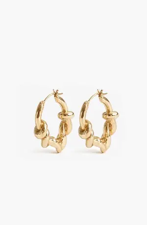 YOJ Knotted Chain Hoop Earrings In 18ct Plated - Gold