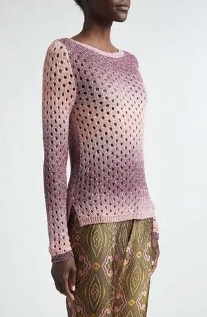 Etro Sequin Embellished Open Stitch Ombré Sweater