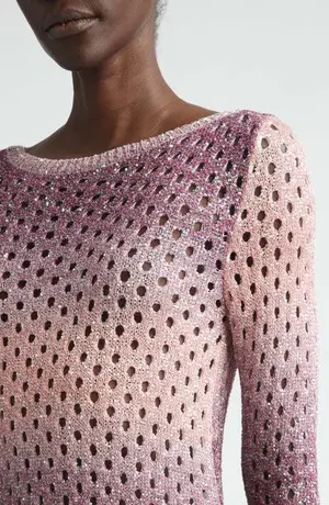 Etro Sequin Embellished Open Stitch Ombré Sweater