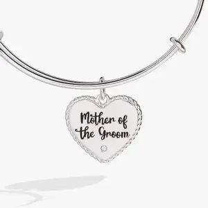 ALEX AND ANI Mother Of The Groom Heart Charm Bangle Bracelet - Silver