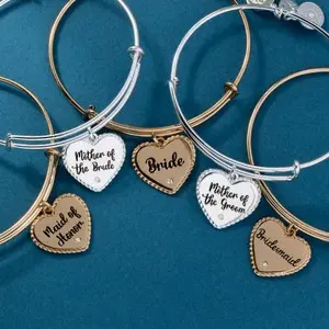 ALEX AND ANI Mother Of The Groom Heart Charm Bangle Bracelet - Silver