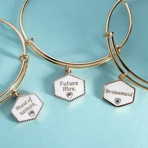 ALEX AND ANI Future Mrs." Mother Of Pearl Charm Bangle Bracelet