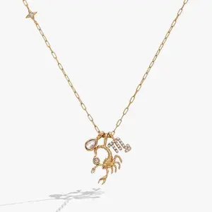 ALEX AND ANI Scorpio Zodiac Charm Cluster Necklace - Gold