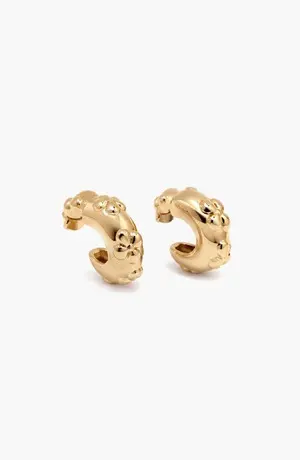YOJ Flaro Flower Midi Hoop Earrings