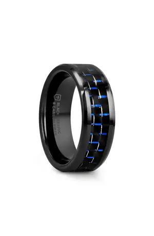 THORSTEN Avitus Carbon Fiber Inlay Beveled Ceramic Ring - 10mm