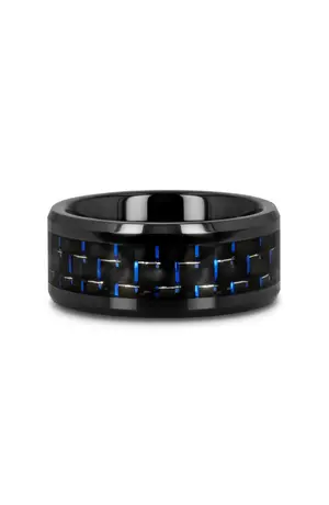 THORSTEN Avitus Carbon Fiber Inlay Beveled Ceramic Ring