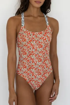 Geode Swimwear Calypso Halter Neck One Piece - Red